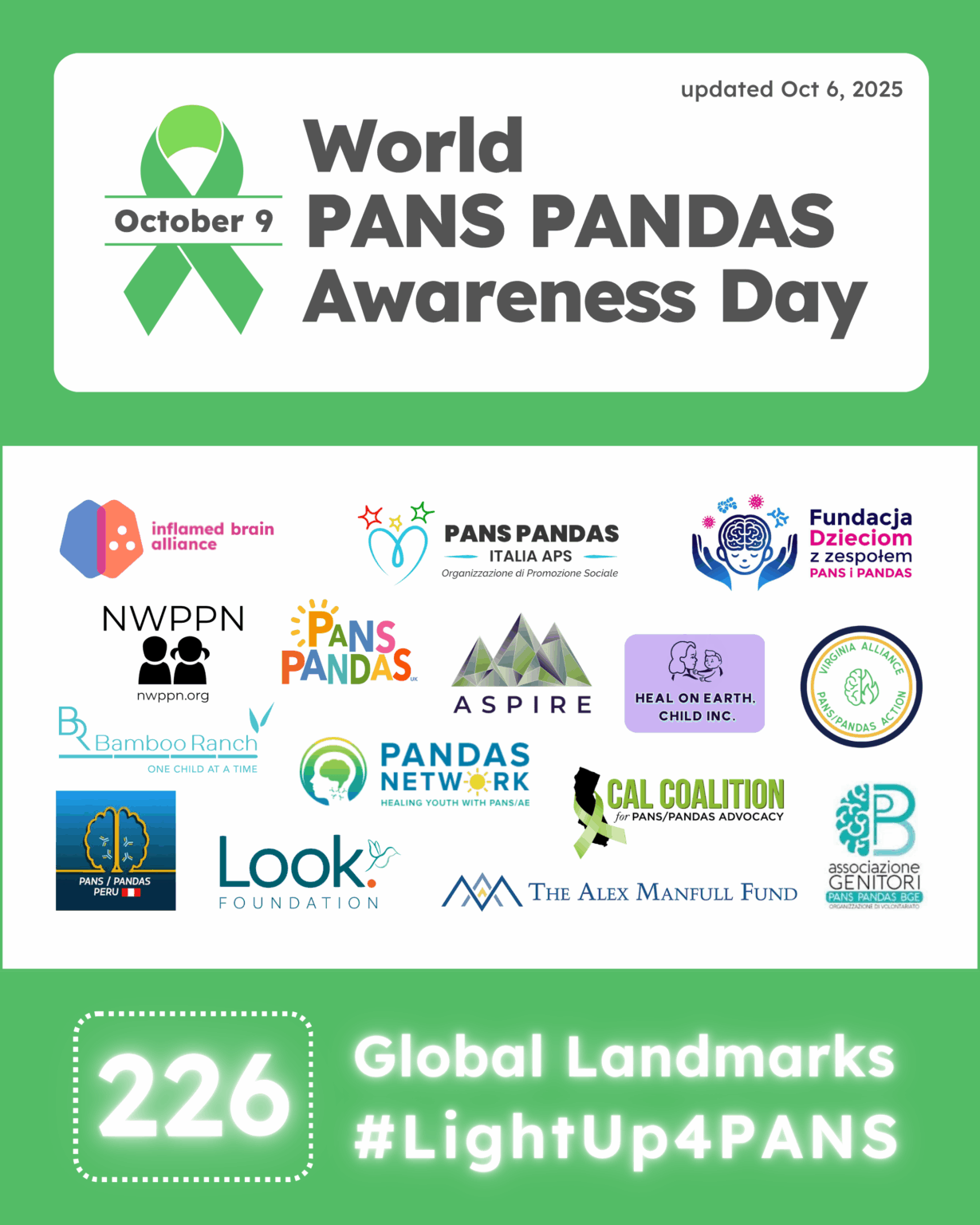 World PANS PANDAS Awareness Day Wednesday, October 9, 2024
