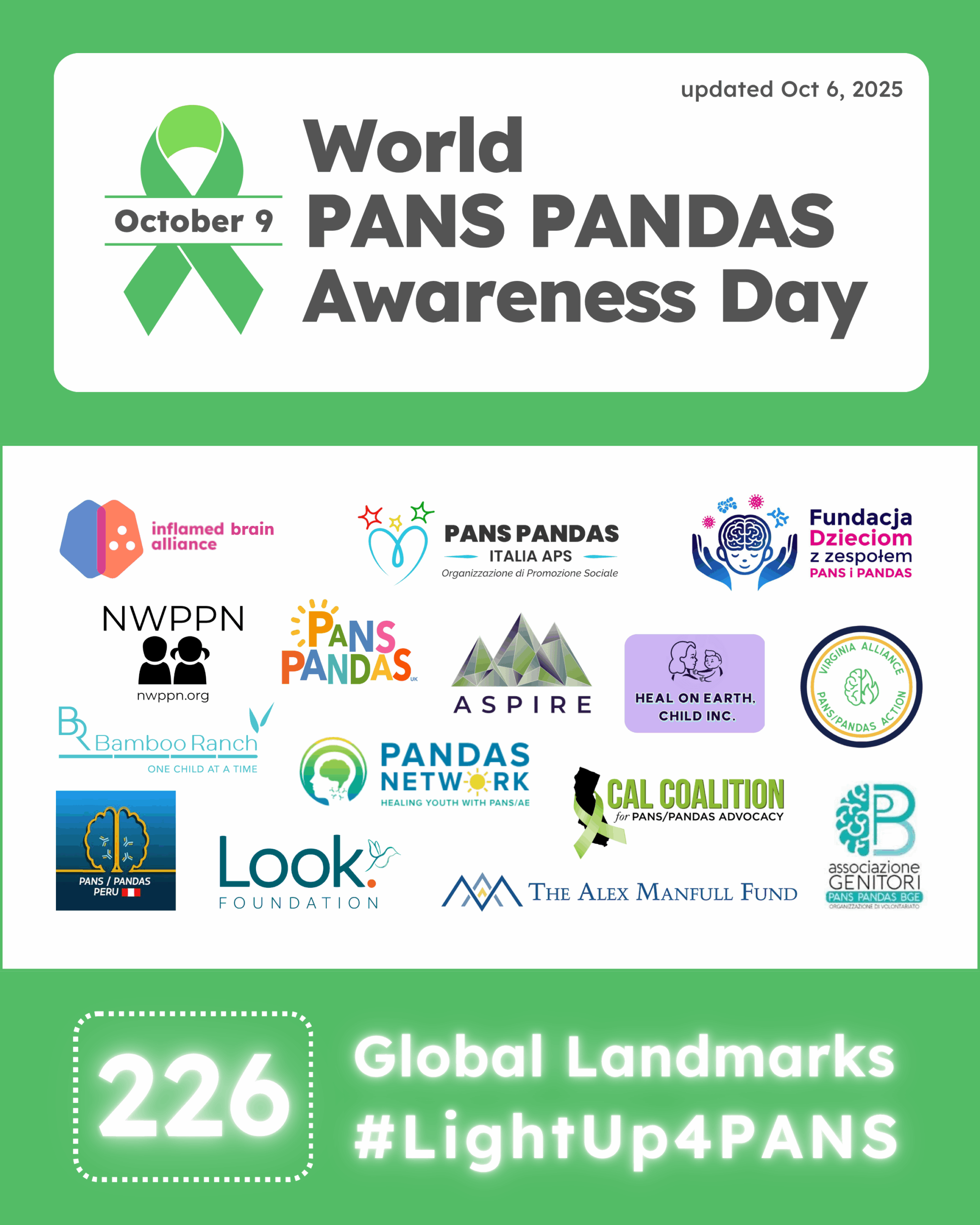 World PANS PANDAS Awareness Day Wednesday, October 9, 2024